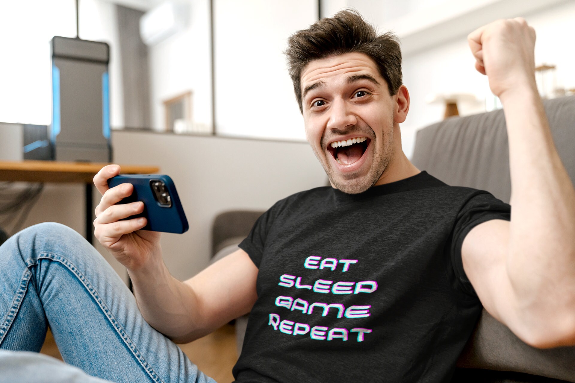 Eat Sleep Game Repeat Shirt Gamer Tee Video Game Lover T Gaming Apparel Game Over Funny