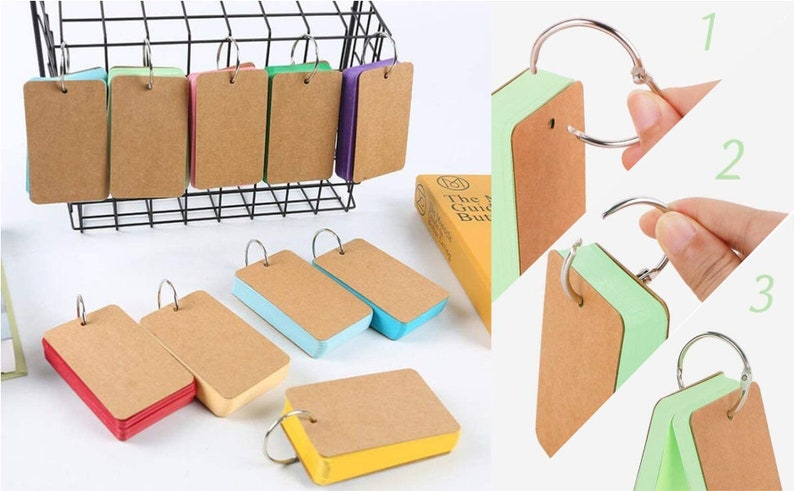 Revision/flash/ Study/record Cards Blank Plain Coloured With Metal ...