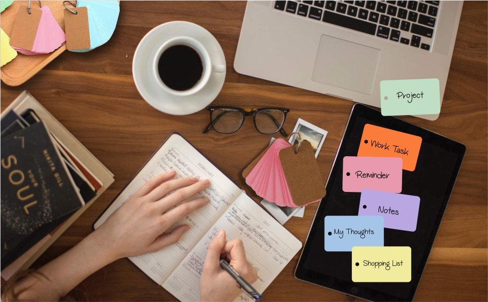 Revision/flash/ Study/record Cards Blank Plain Coloured With Metal ...