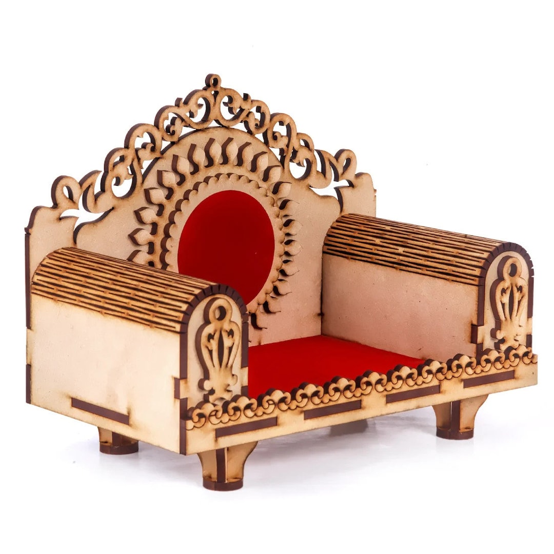 Prettiest Wooden Sinhasan With Velvet Decoration for God Temple for ...