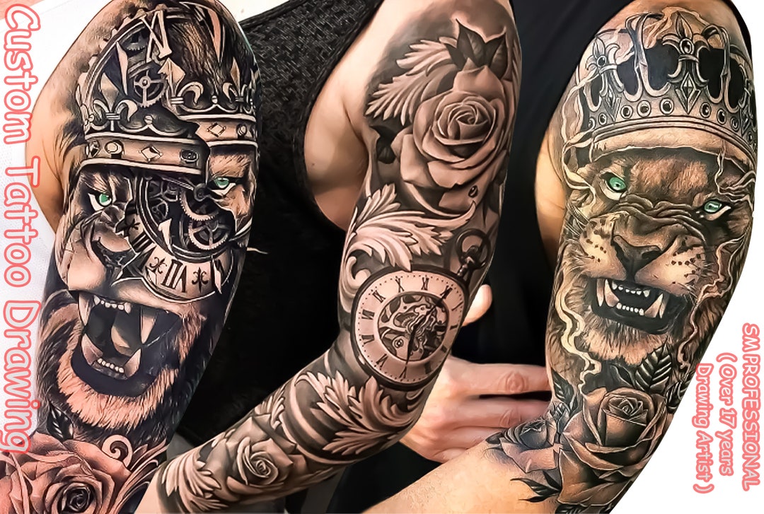 Custom Tattoo Art Commission, Full Sleeve Tattoo, Personalized Tattoo ...