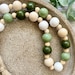 Boho Wood Bead Garland in Shades of Green, Farmhouse Beads, Neutral ...