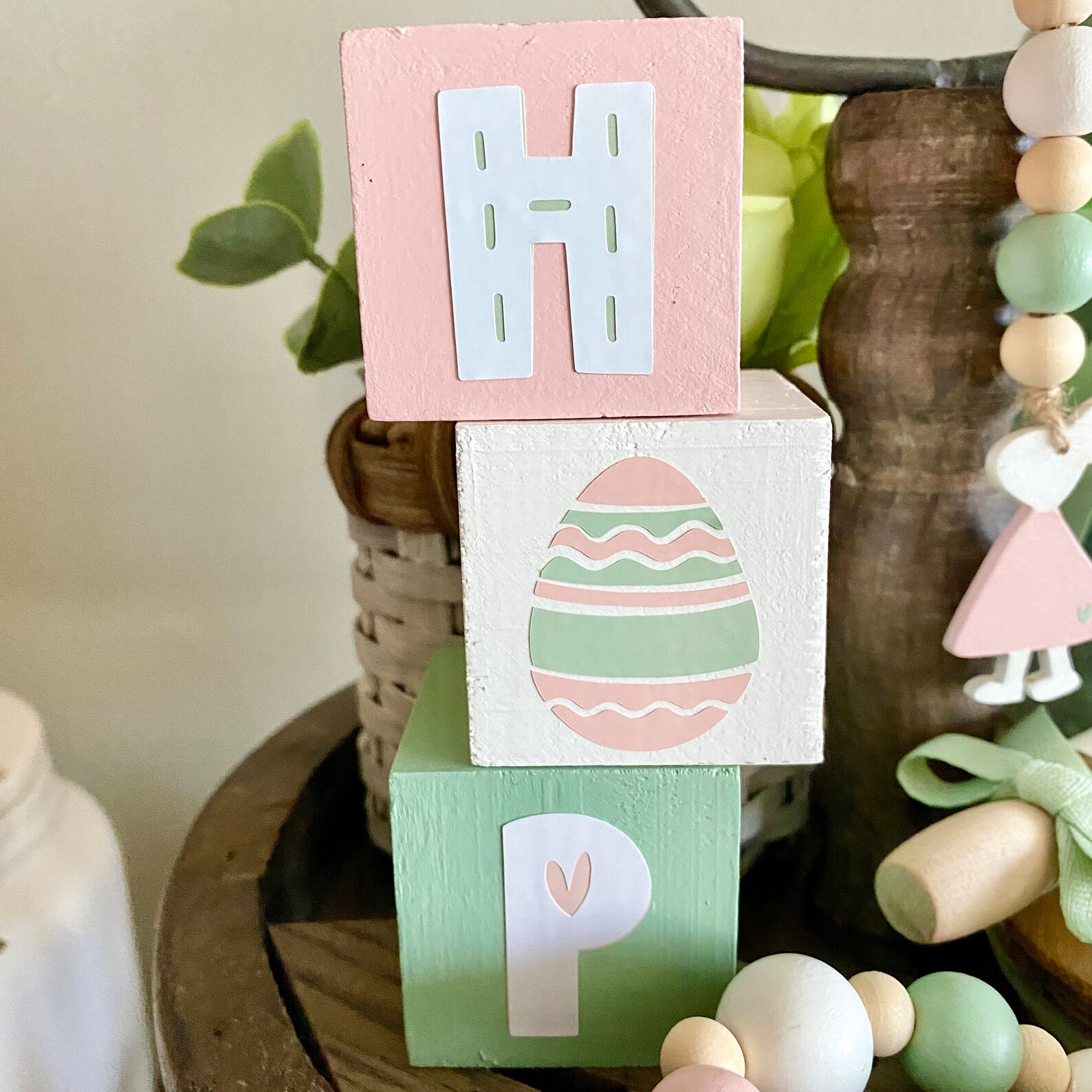 HOP Easter Wood Blocks, Tiered Tray Decor - Etsy