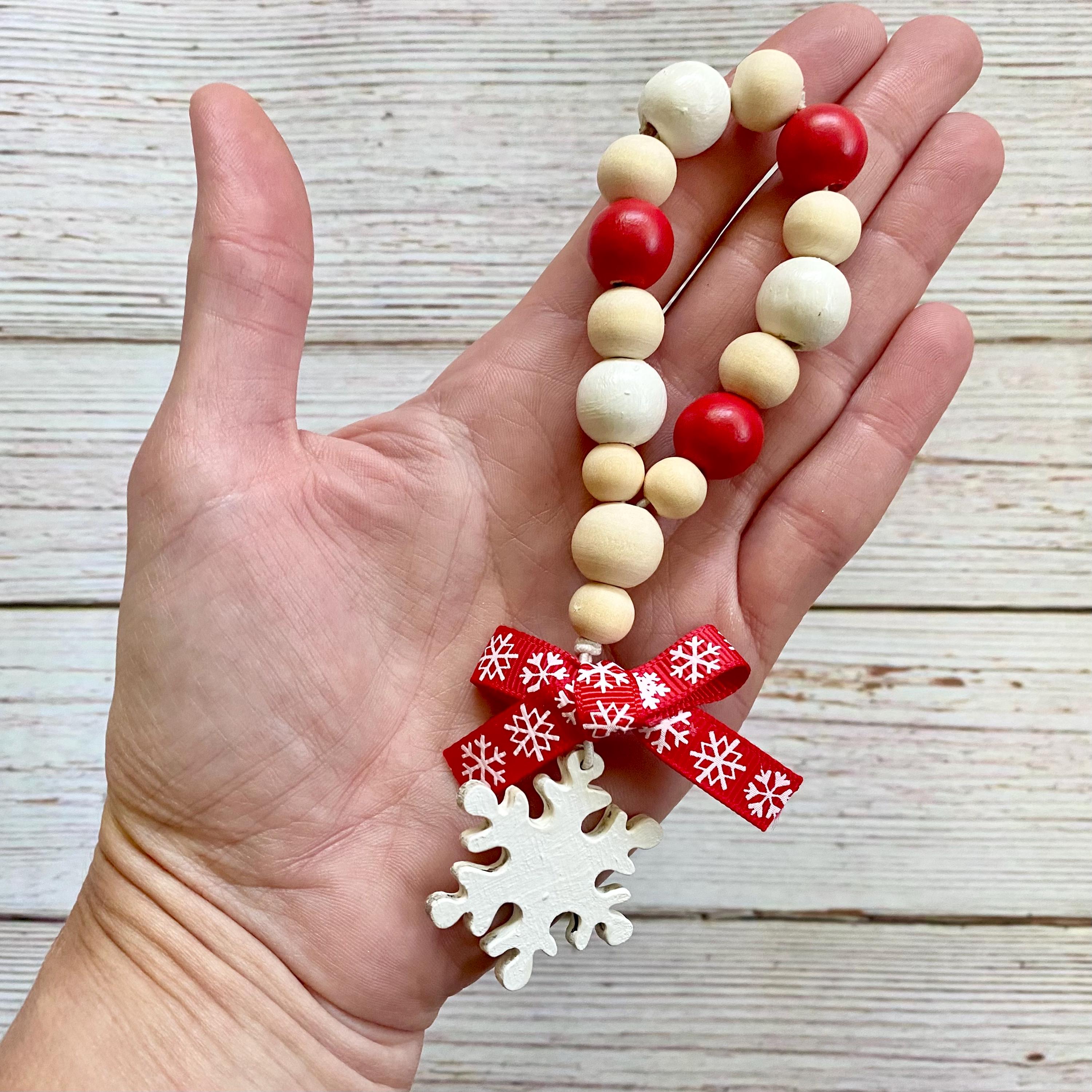 Snowflake Mini Wood Bead Loop, Choice of Colors, Tiered Tray Decor ...