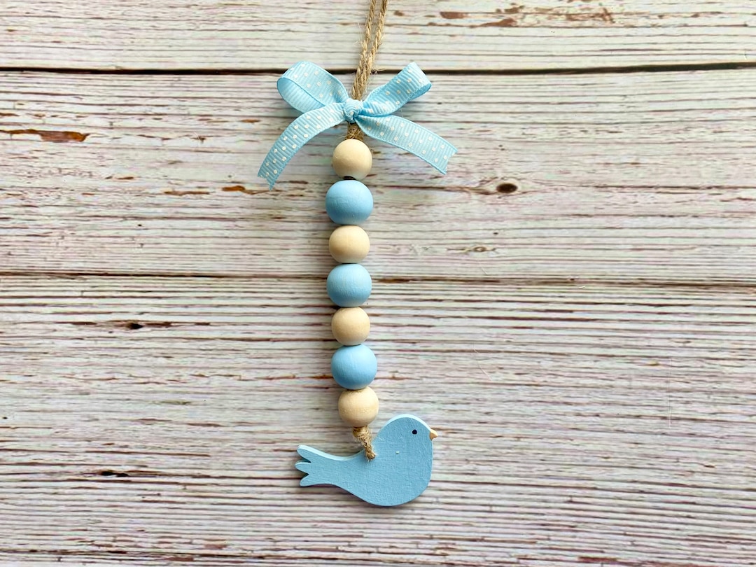Blue Bird Mini Bead Garland, Bluebird Canister Decor, Light Blue Boho ...