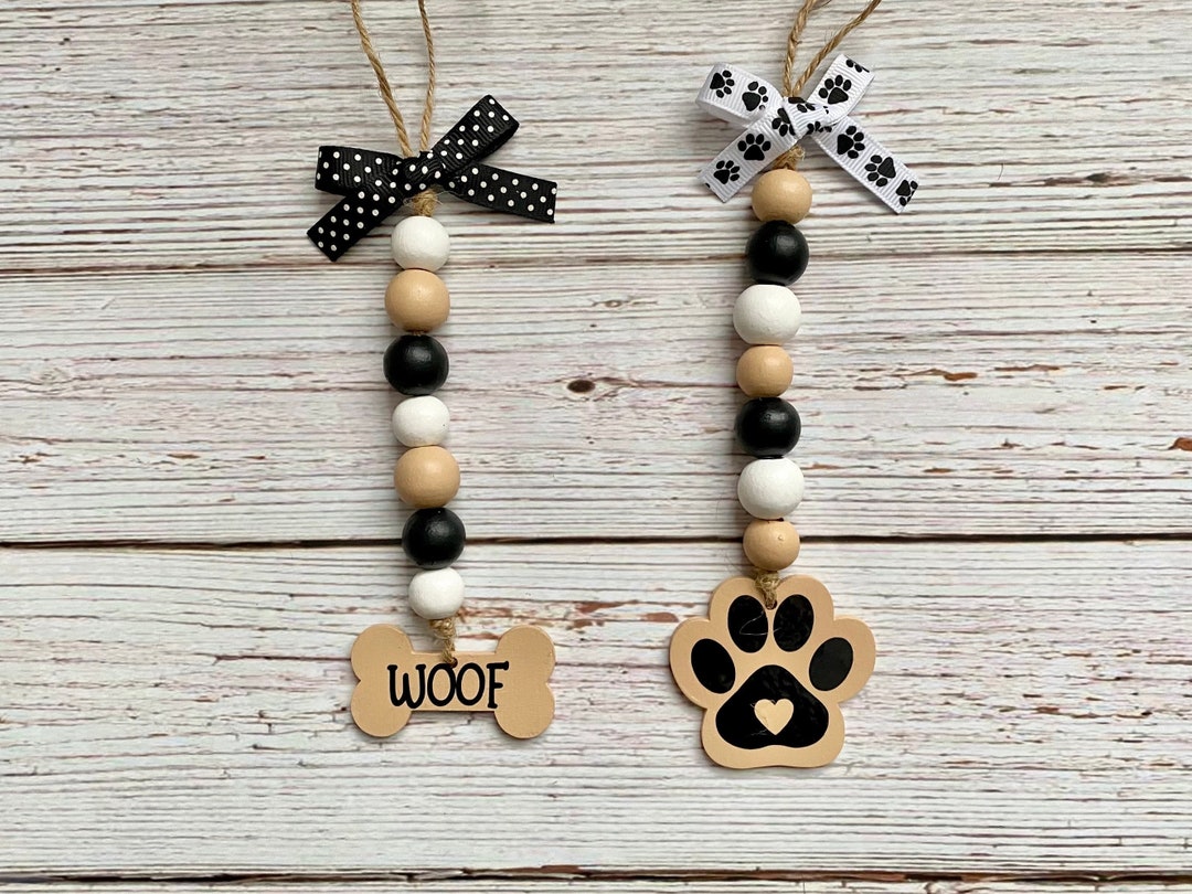 Woof Dog Bone or Paw Print Mini Bead Garland, Treat Canister Accent ...