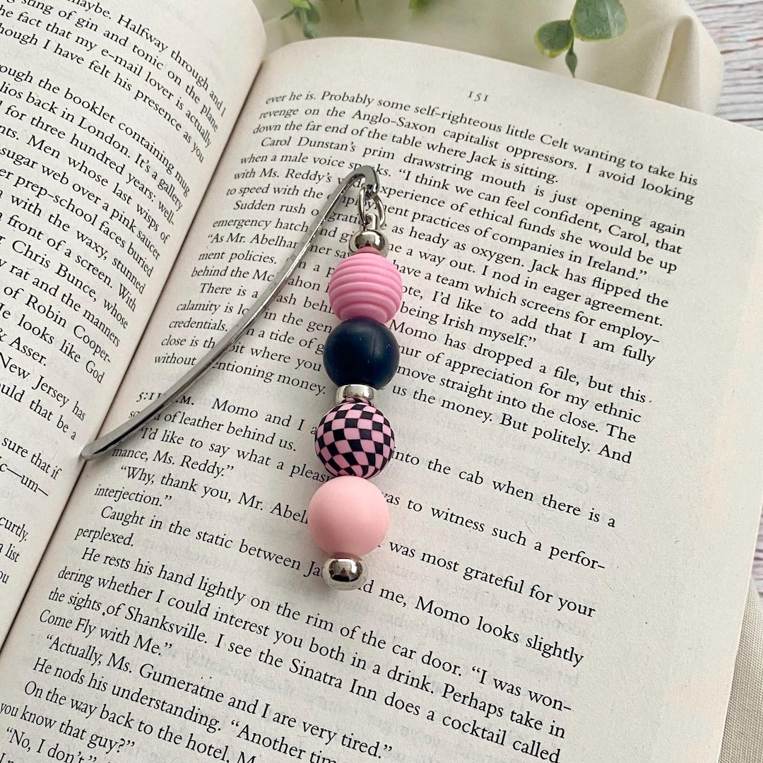 Beaded Metal Bookmark, Pink Beaded Bookmark, Gift for Book Lover and ...