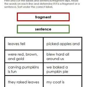 Autumn Types of Sentences Activity Pack | Elementary Language - Etsy Canada