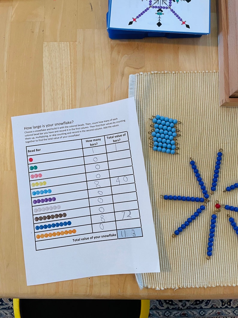 Montessori Inspired Colored Bead Stair Snowflake Math Winter - Etsy