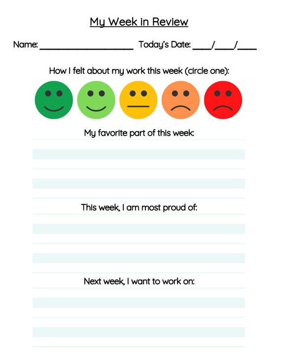 My Week in Review School Record-keeping Check-in - Etsy