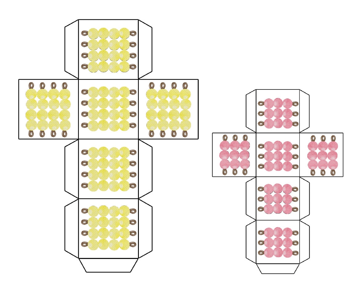 Printable Watercolor Bead Squares and Foldable Cubes | Montessori Math ...