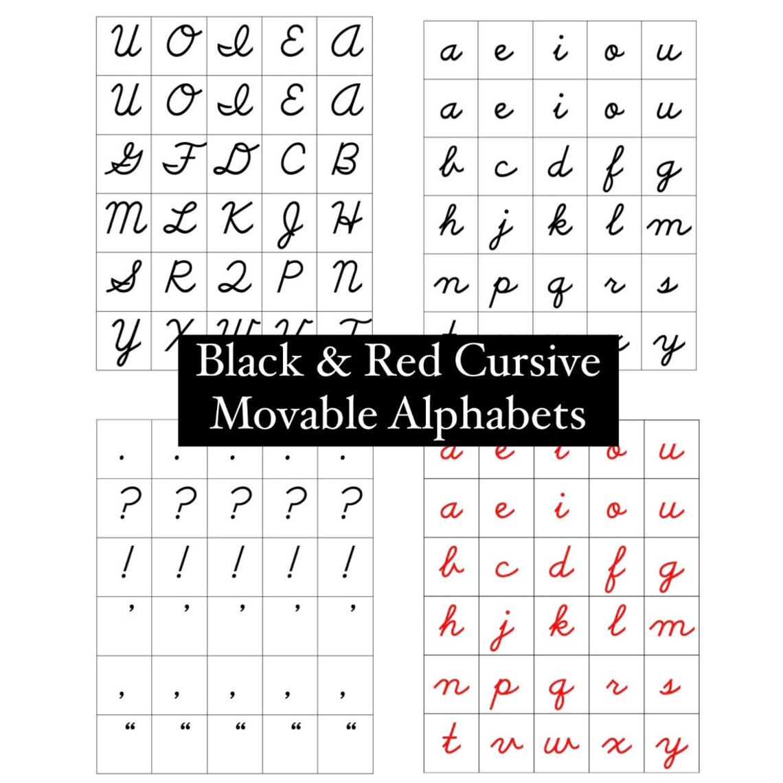Red & Black Cursive Movable Alphabets | Montessori | Elementary ...