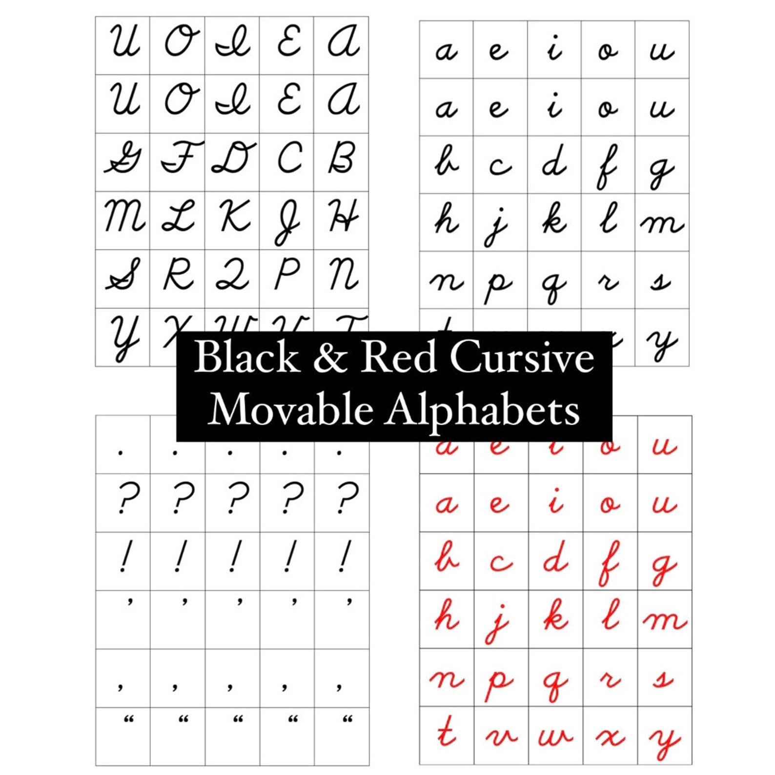 Red & Black Cursive Movable Alphabets | Montessori | Elementary ...