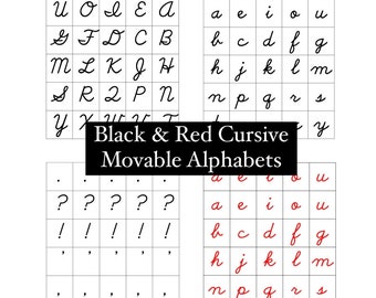 Red & Black Print Movable Alphabets Montessori Elementary | Etsy