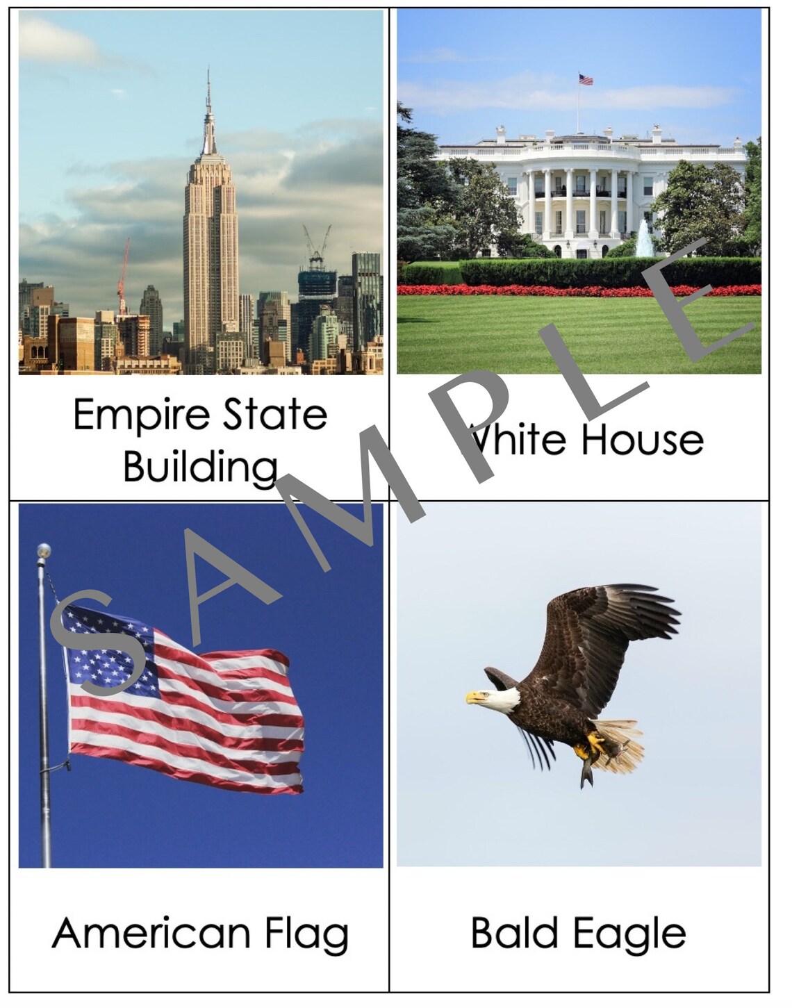 USA Landmarks & Symbols 3-part Cards Montessori United - Etsy