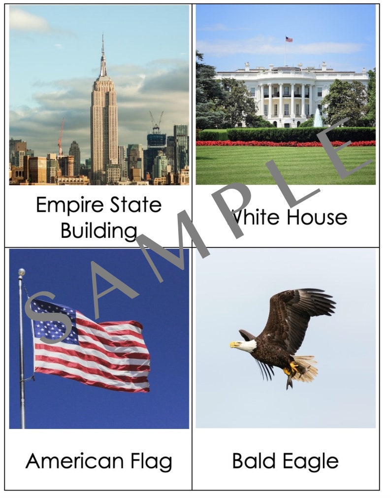 USA Landmarks & Symbols 3-part Cards | Montessori | United States ...
