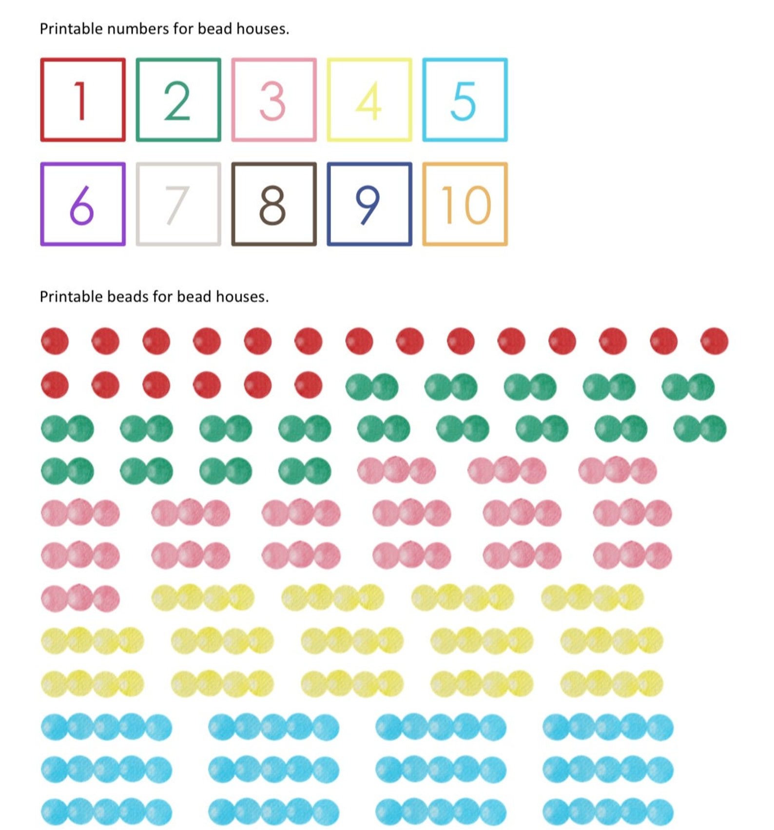 Montessori Bead Houses Printable Primary Math Activity - Etsy
