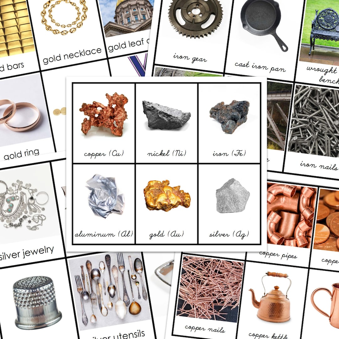 Metal Elements & Objects Matching Cards | Chemistry | Elementary ...