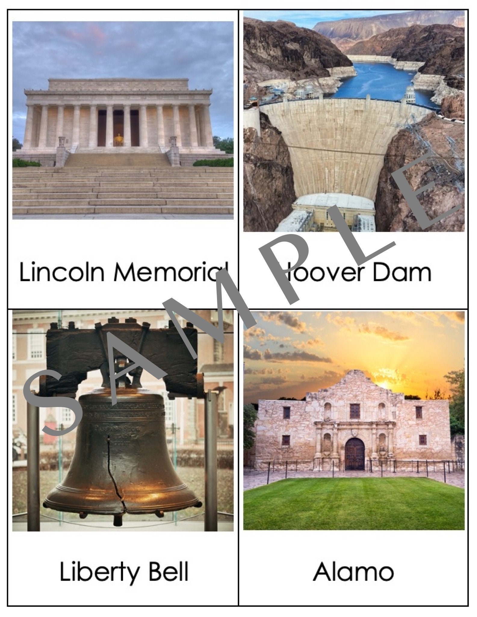 USA Landmarks & Symbols 3-part Cards | Montessori | United States ...