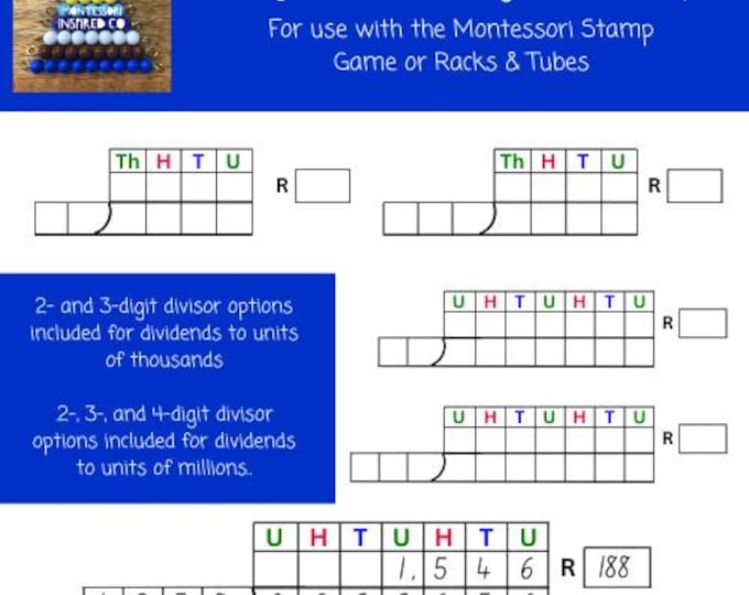 Montessori Test Tube Division Package, Long Division PDF , Test Tube ...