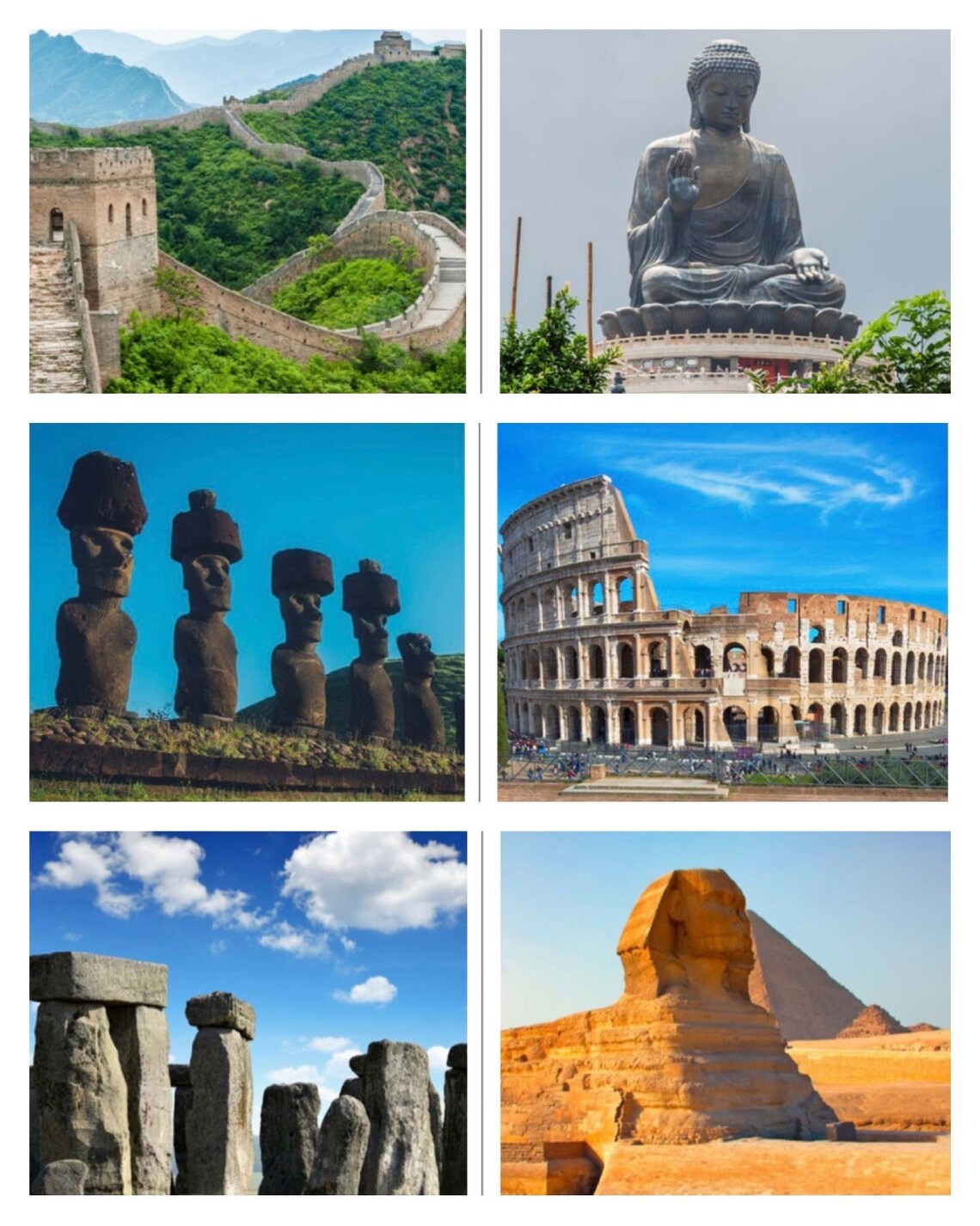 World Landmarks 3-part Cards Montessori World Geography - Etsy