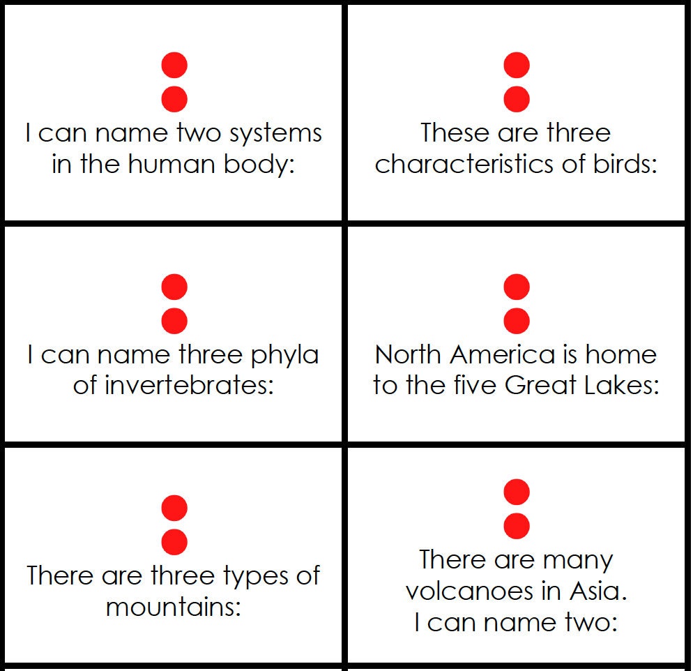 Punctuation: Colon Key Experience and Task Cards | Elementary Language ...