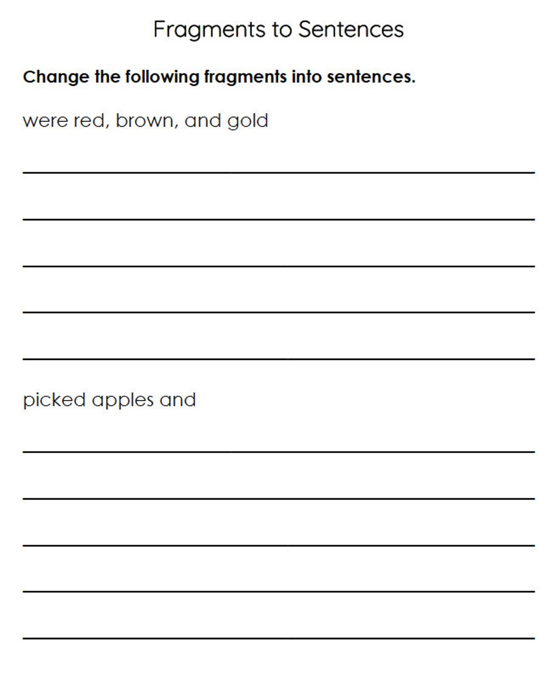 Autumn Types of Sentences Activity Pack Elementary Language - Etsy Canada