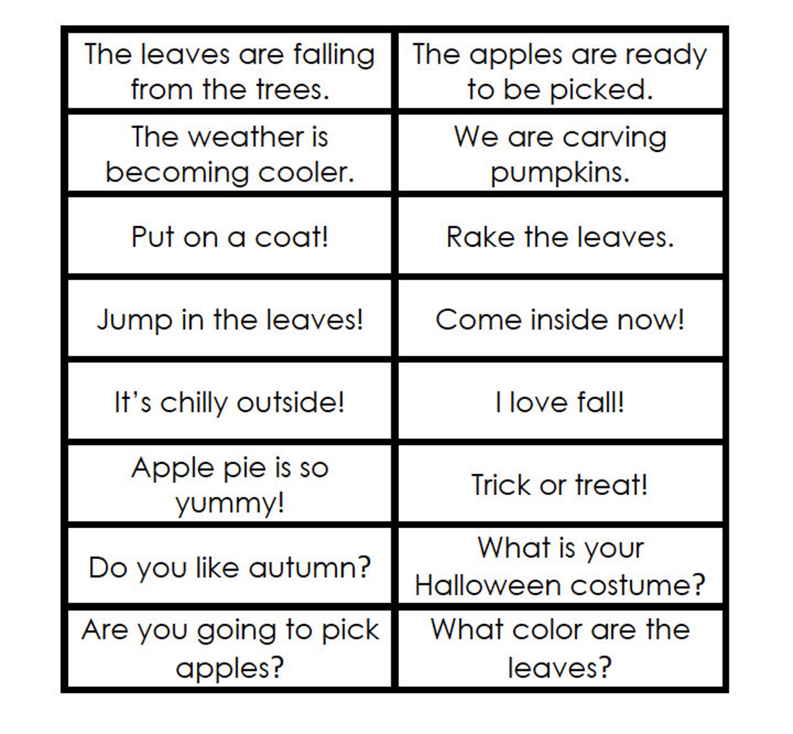 Autumn Types of Sentences Activity Pack Elementary Language - Etsy Canada