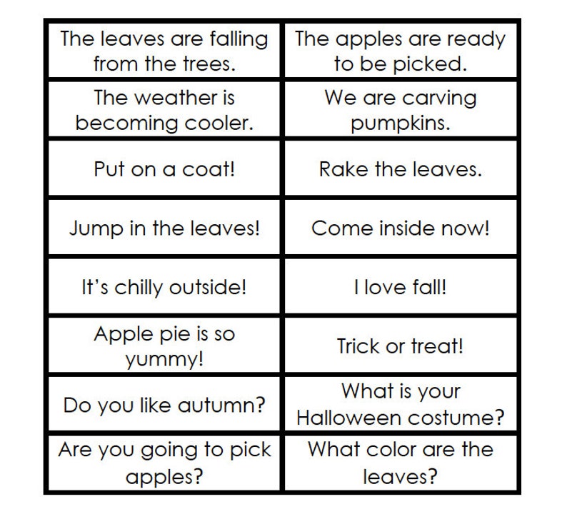 Autumn Types of Sentences Activity Pack Elementary Language - Etsy Canada