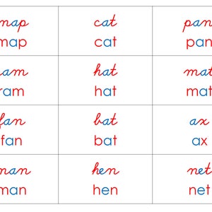 Short Vowel Words in Cursive & Print | Montessori | Reading - Etsy