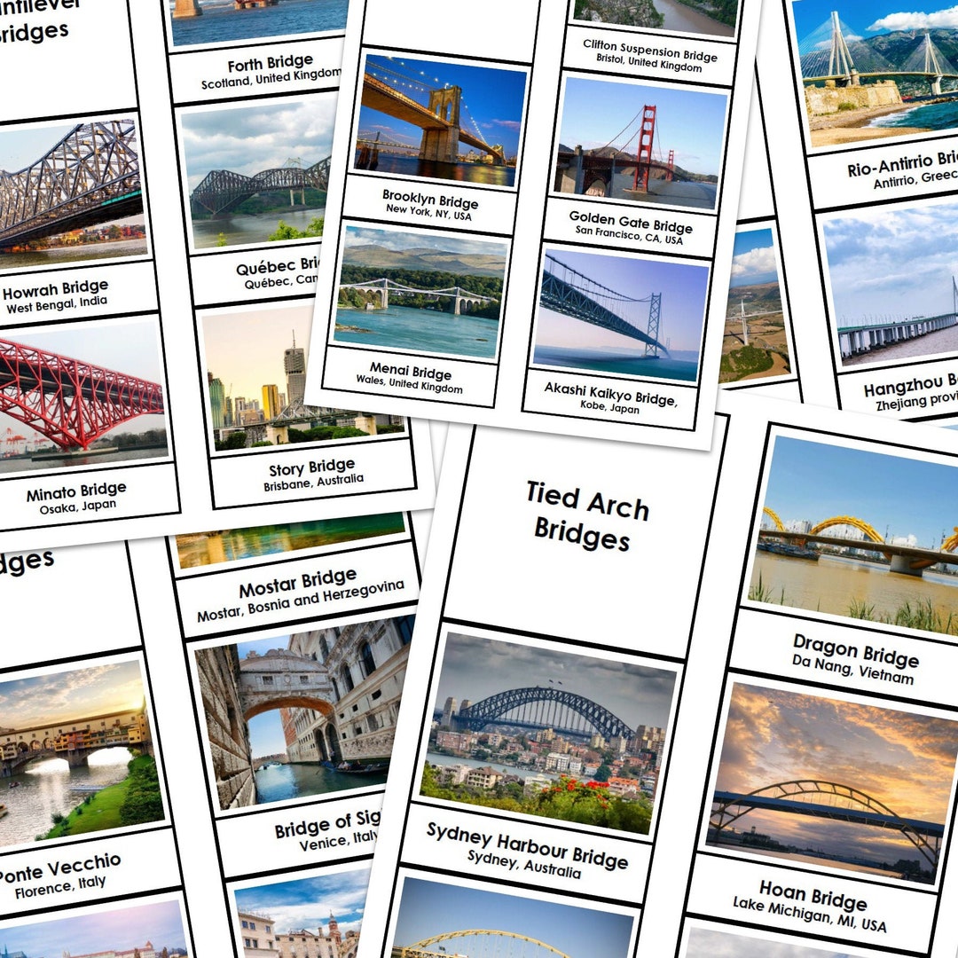 Types of Bridges Photo Sorting Cards | Montessori | World Geography ...
