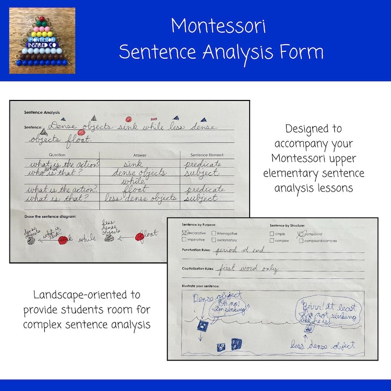 Montessori Sentence Analysis Form | Grammar | Sentence Diagramming - Etsy