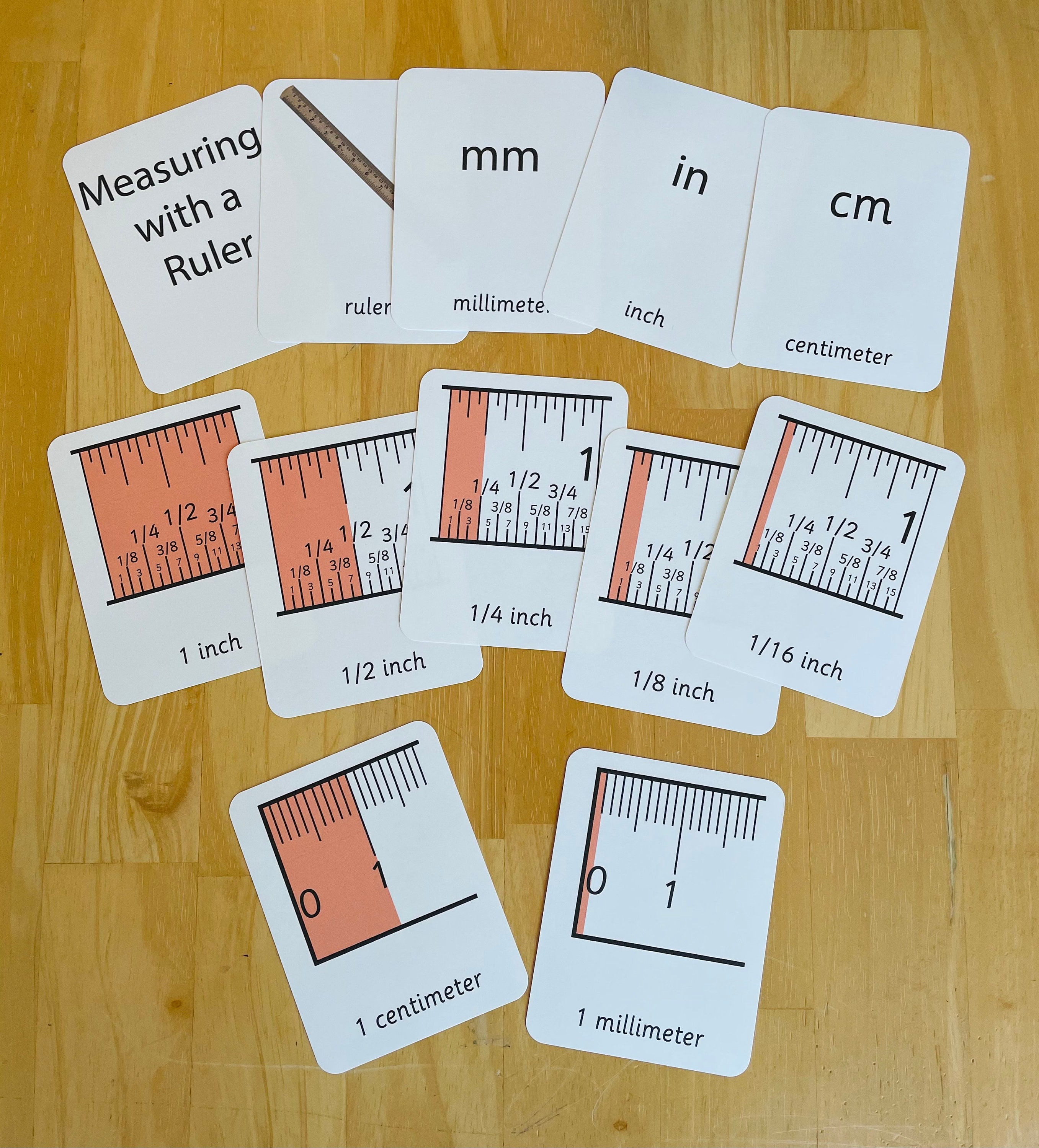 Measuring With a Ruler 3-part Cards | Montessori | Math Activities - Etsy