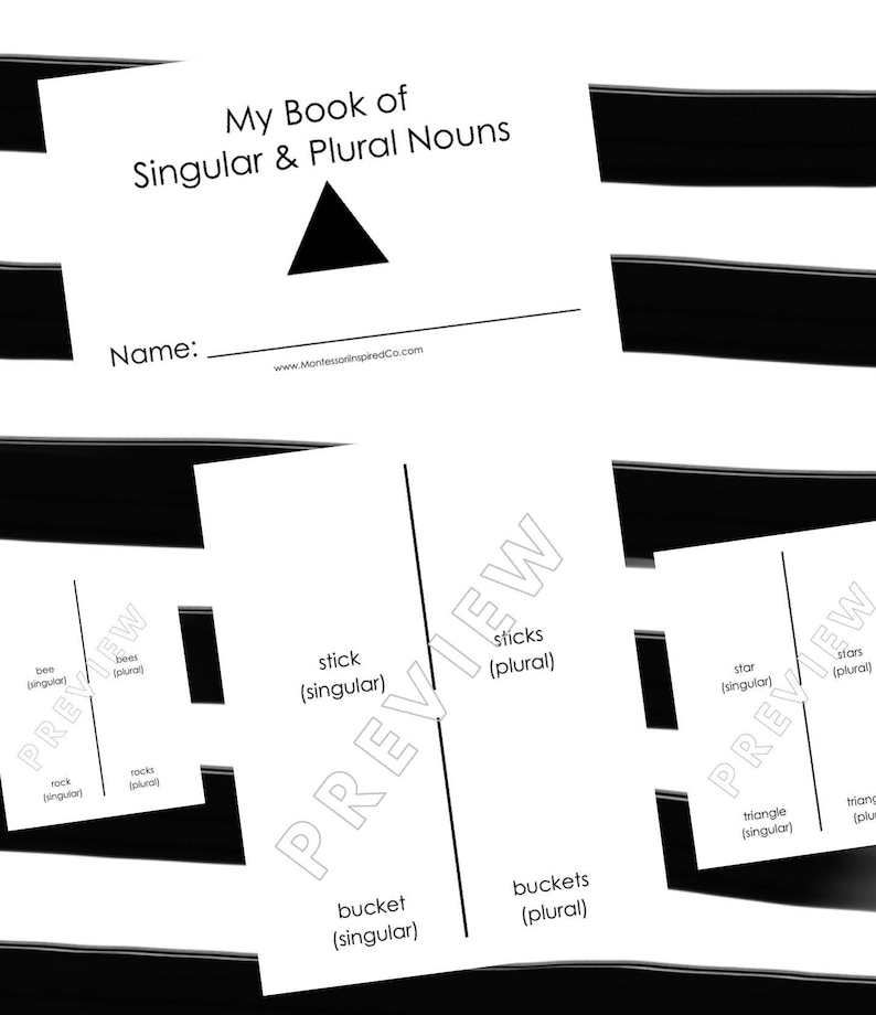 Singular & Plural Nouns Booklet |montessori Inspired Grammar - Etsy Canada