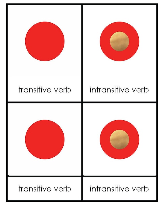 Montessori-inspired Grammar: Transitive & Intransitive Verbs - Etsy Canada