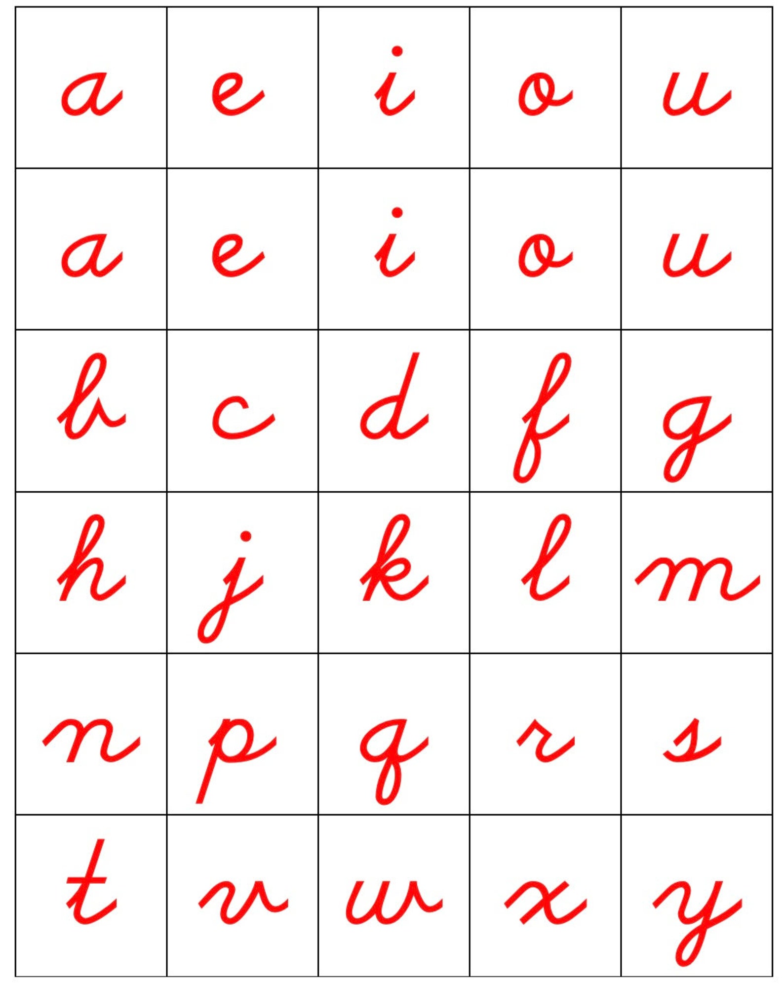 Red & Black Cursive Movable Alphabets | Montessori | Elementary ...