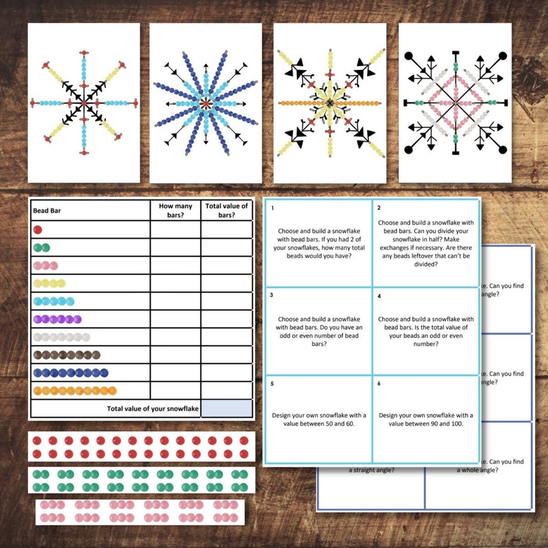 Montessori Inspired Colored Bead Stair Snowflake Math | Winter - Etsy