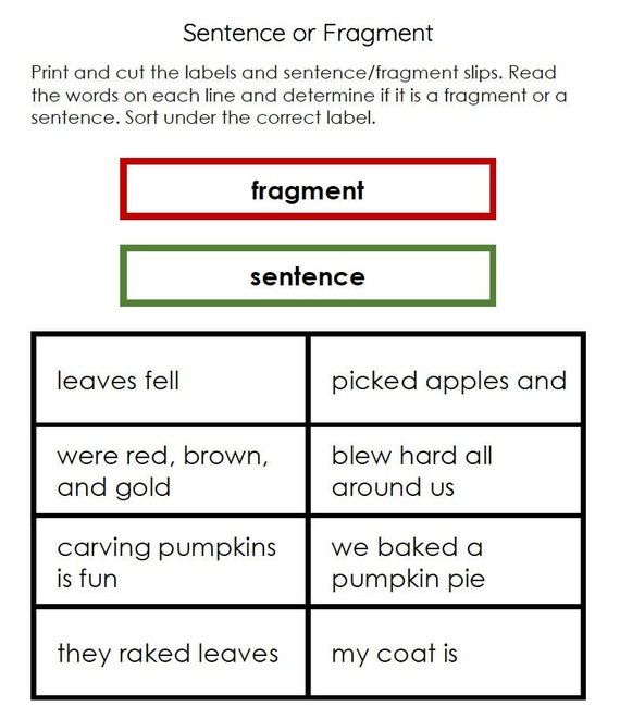Autumn Types of Sentences Activity Pack Elementary Language - Etsy