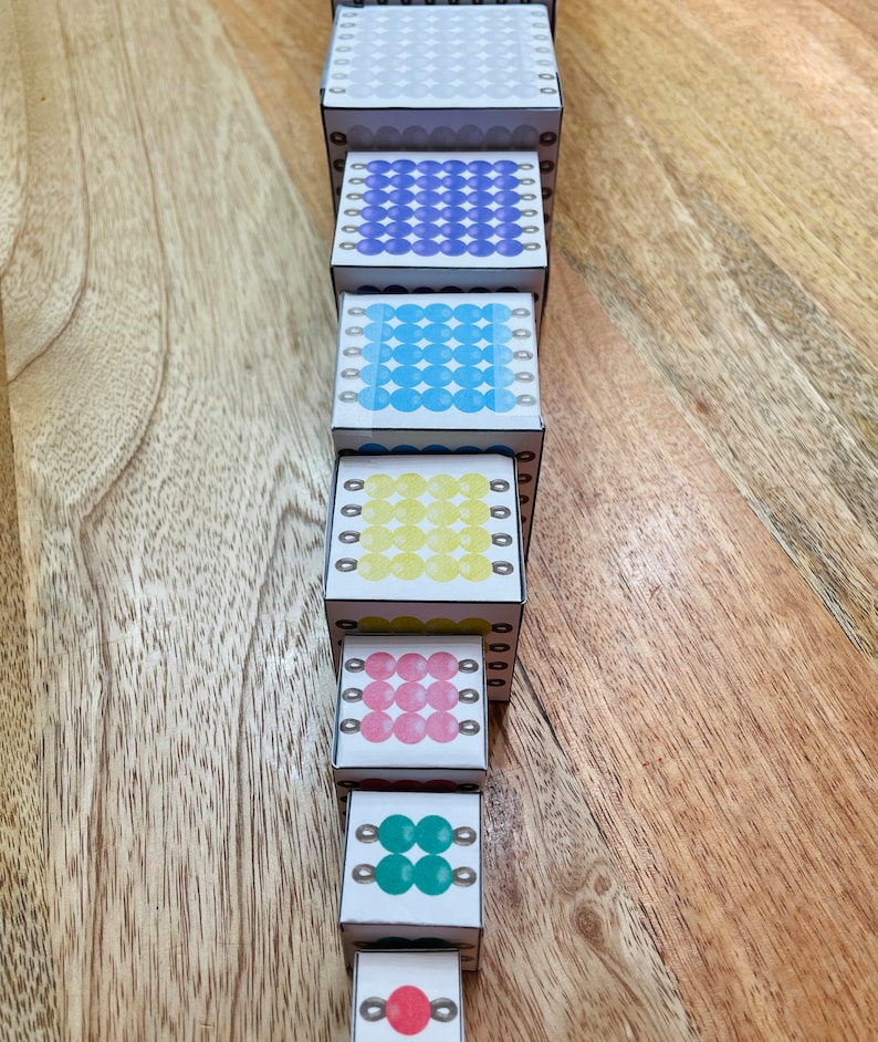 Printable Watercolor Bead Squares and Foldable Cubes | Montessori Math ...