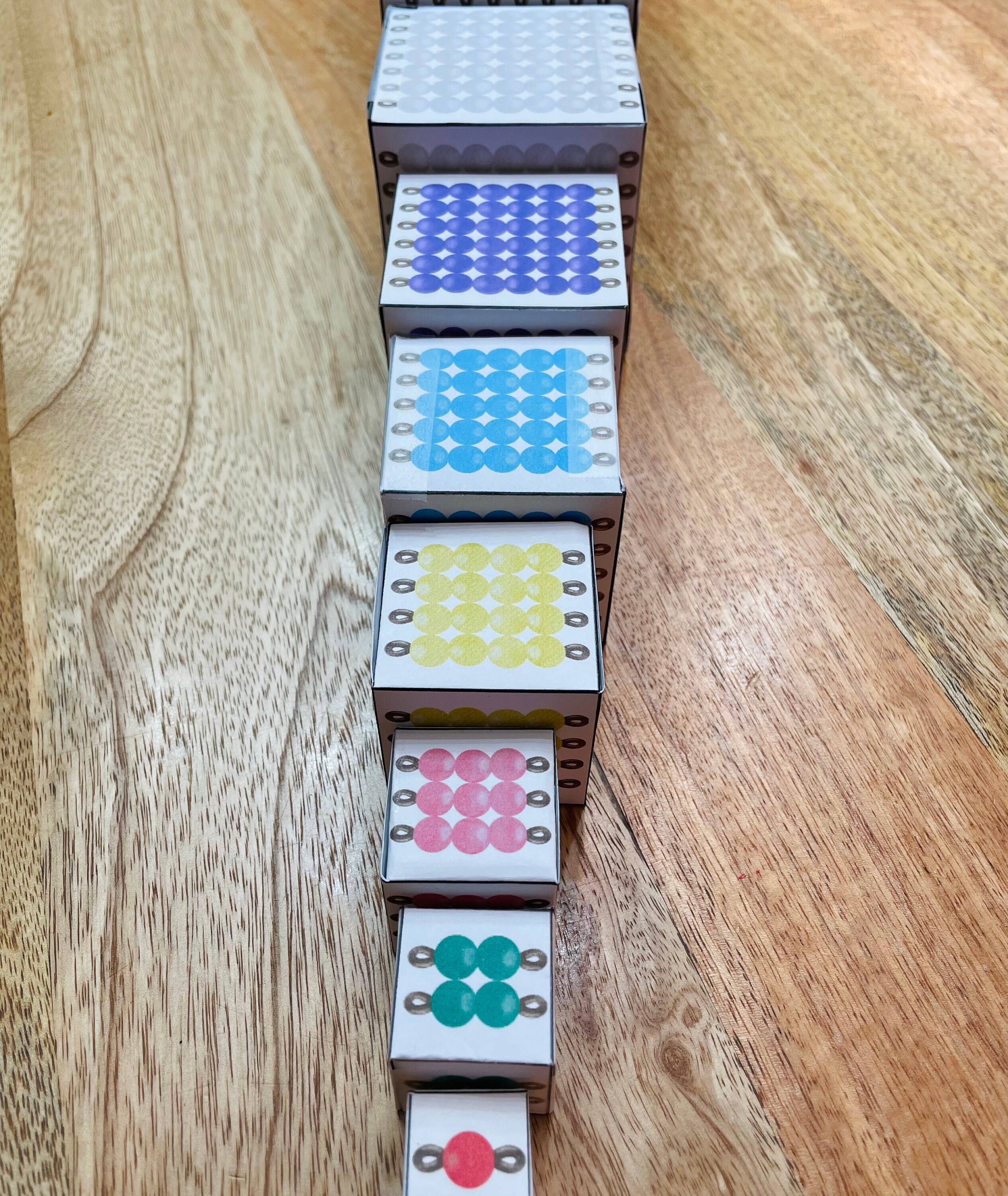 Printable Watercolor Bead Squares and Foldable Cubes | Montessori Math ...