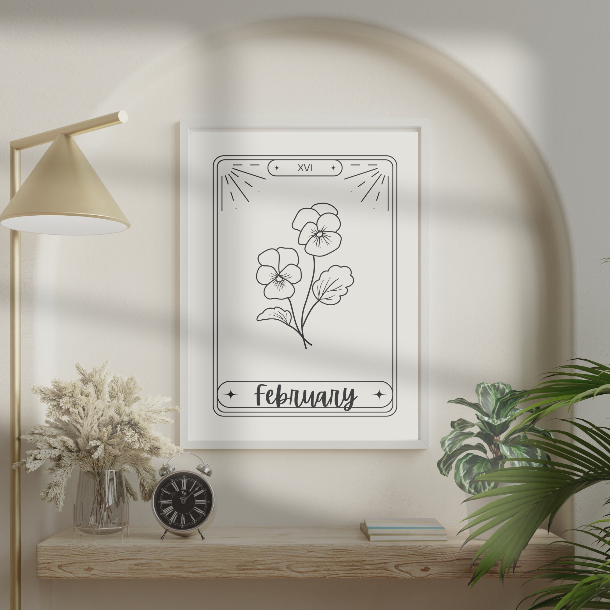 February Birth Flowers, Birth Flower Wall Art Gift, Birth Flower Gift ...