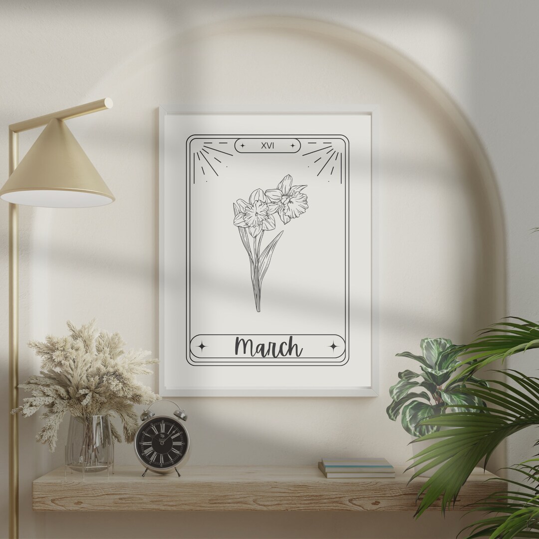 March Birth Flowers, Personalized Birthday Wall Art, Birth Flower Art ...