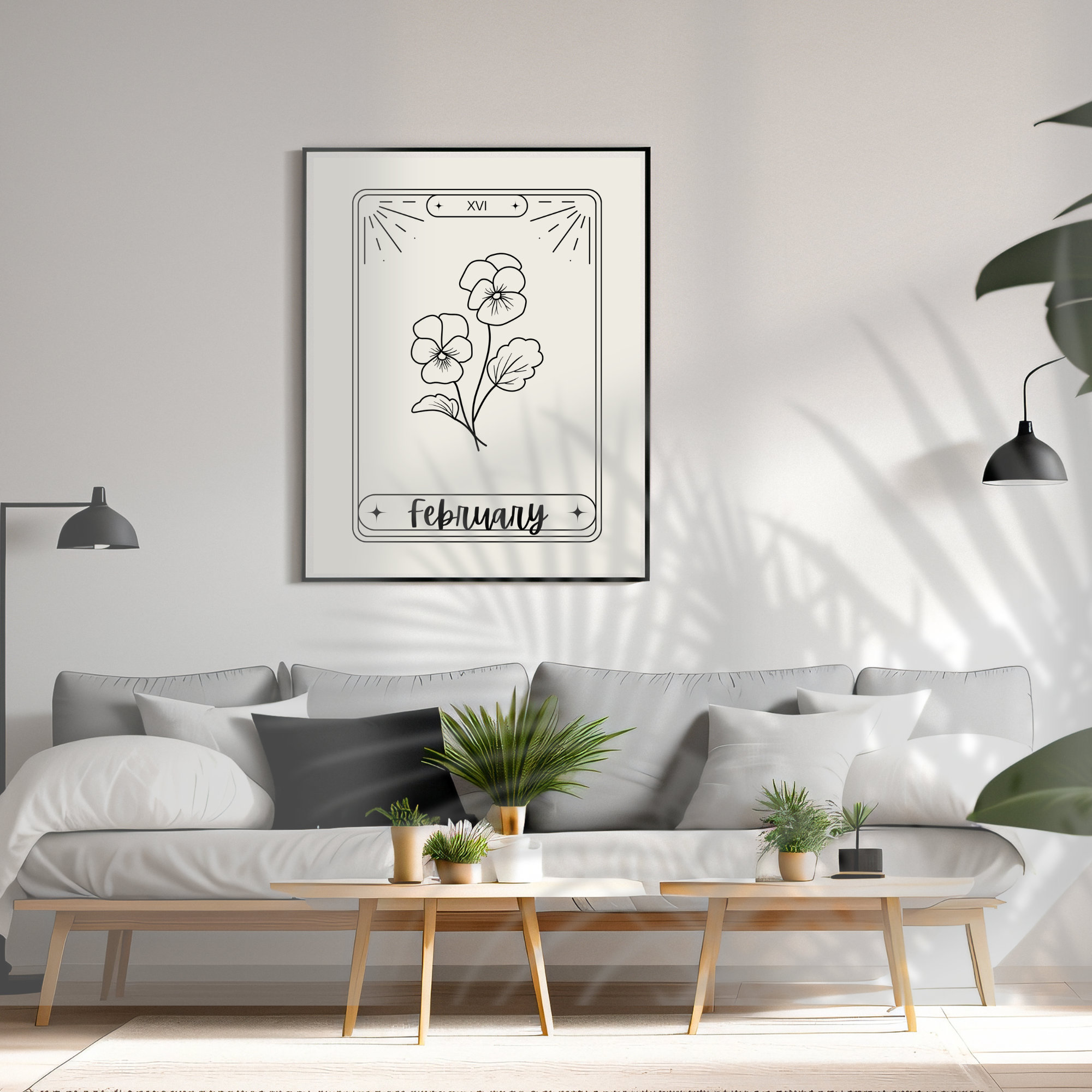 February Birth Flowers, Birth Flower Wall Art Gift, Birth Flower Gift ...