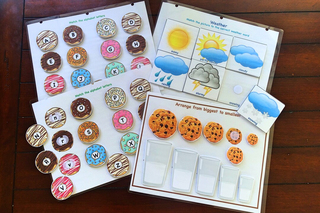 Laminated Activity Sheets Donut Alphabet Match Weather Big to Small - Etsy
