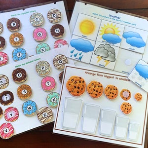 Laminated Activity Sheets Donut Alphabet Match Weather | Etsy