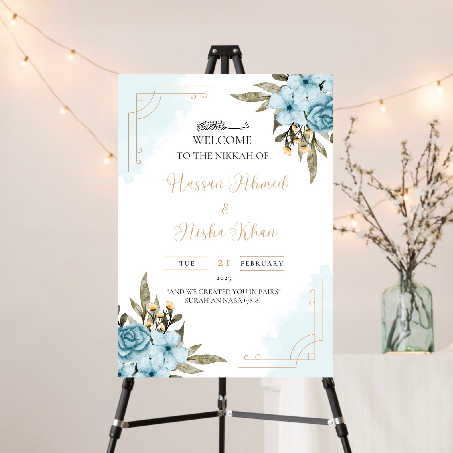 Personalised Welcome to the Nikkah Sign Floral Islamic Wedding - Etsy