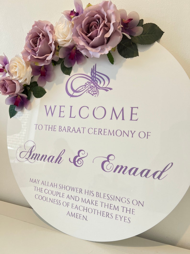 Circle Acrylic Wedding Sign Nikkah Sign Floral Round - Etsy