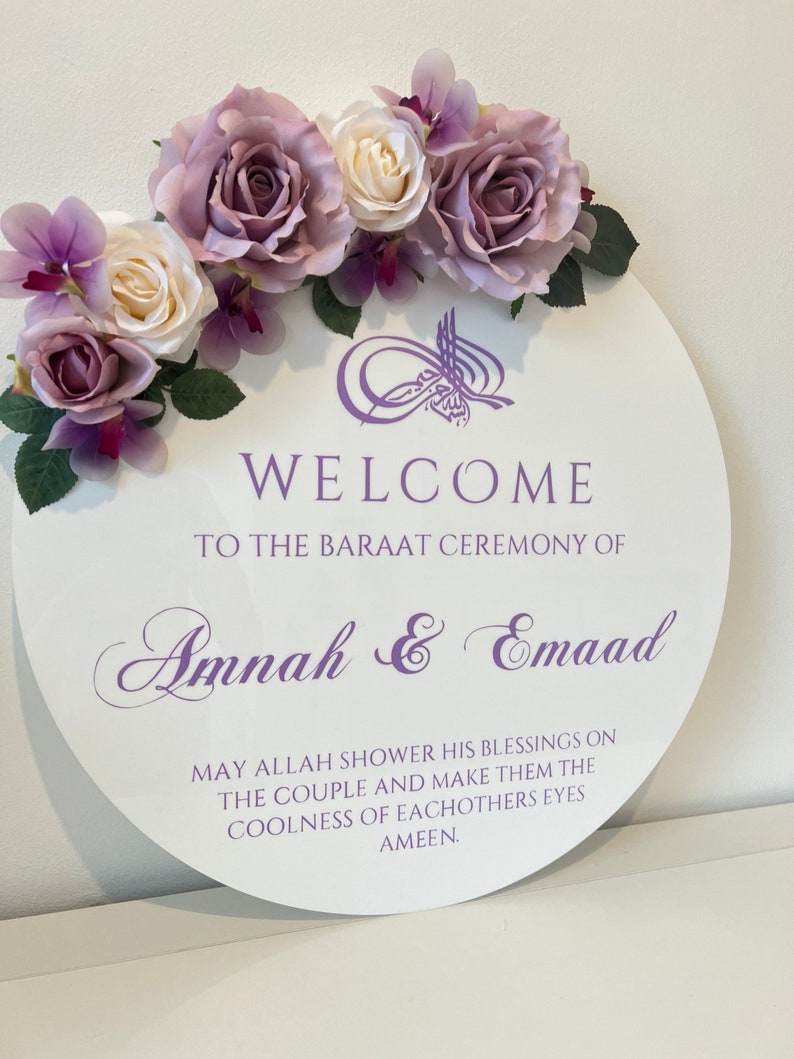 Circle Acrylic Wedding Sign Nikkah Sign Floral Round - Etsy