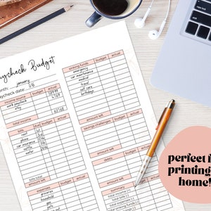 Printable Paycheck Budget Planner and Weekly Expense Tracker, Budget by ...