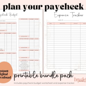 Printable Paycheck Budget Planner and Weekly Expense Tracker, Budget by ...